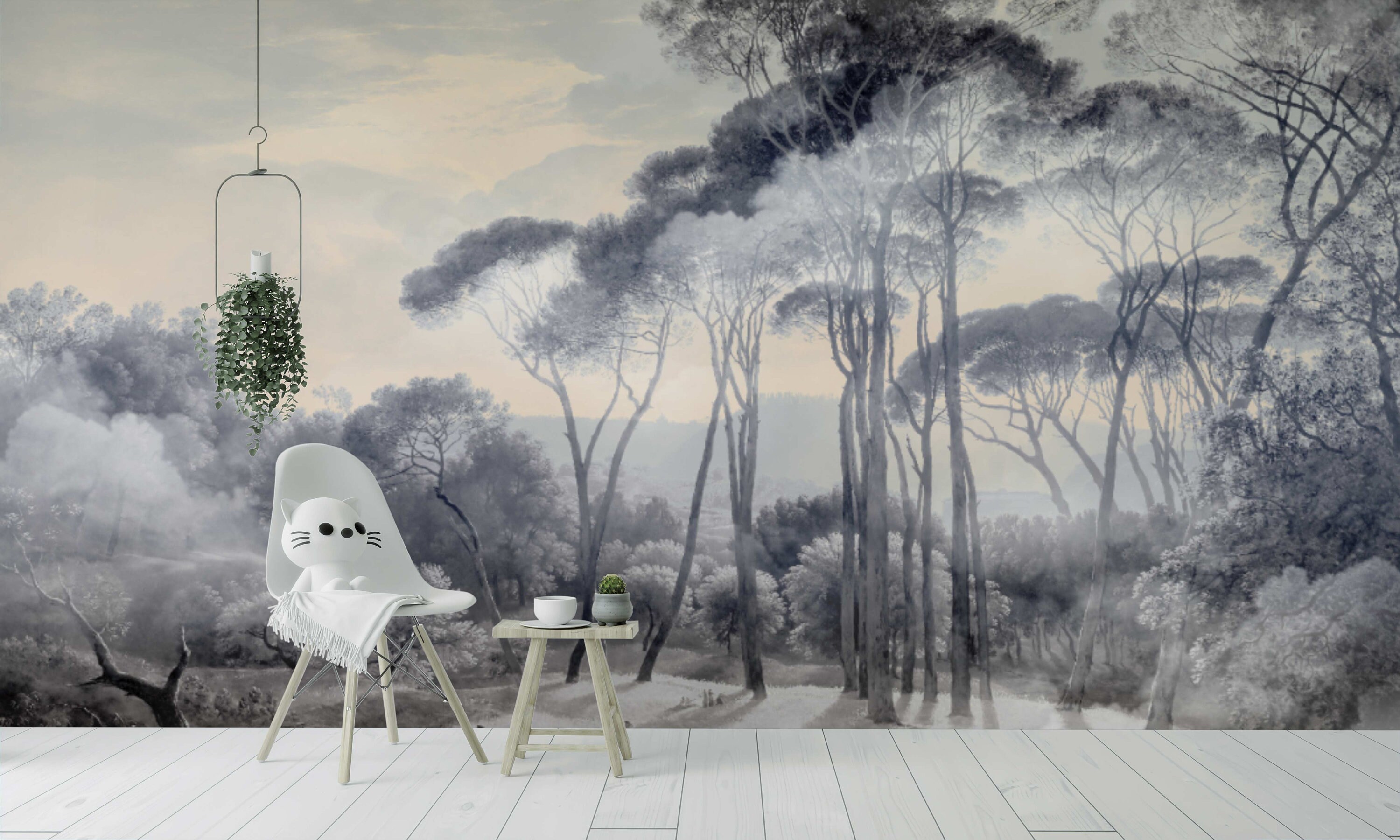 Vintage Trees Wall Mural Vintage Landscape Panoramic Wallpaper - Etsy