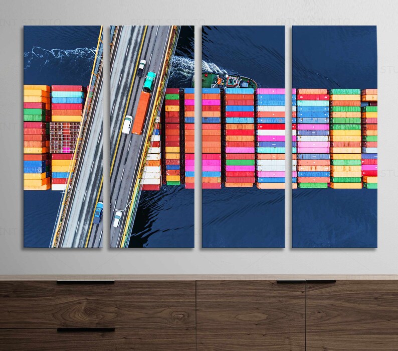 Container Ship Art Print Christmas Gift Water Logistic Art - Etsy