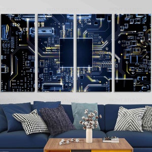 Circuit Layout Electronics Wall Art Chip Huge Panoramic Canvas Print ...