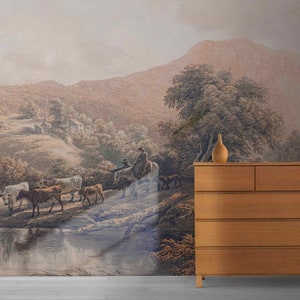 Rural Landscape Wallpaper Self-adhesive Fabric or Non-woven Rustic ...