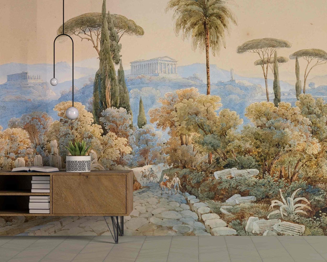 Antique Greek Columns Oriental Landscape Self-adhesive Fabric - Etsy Antique Greek Columns Oriental Landscape Self-adhesive Fabric - Etsy