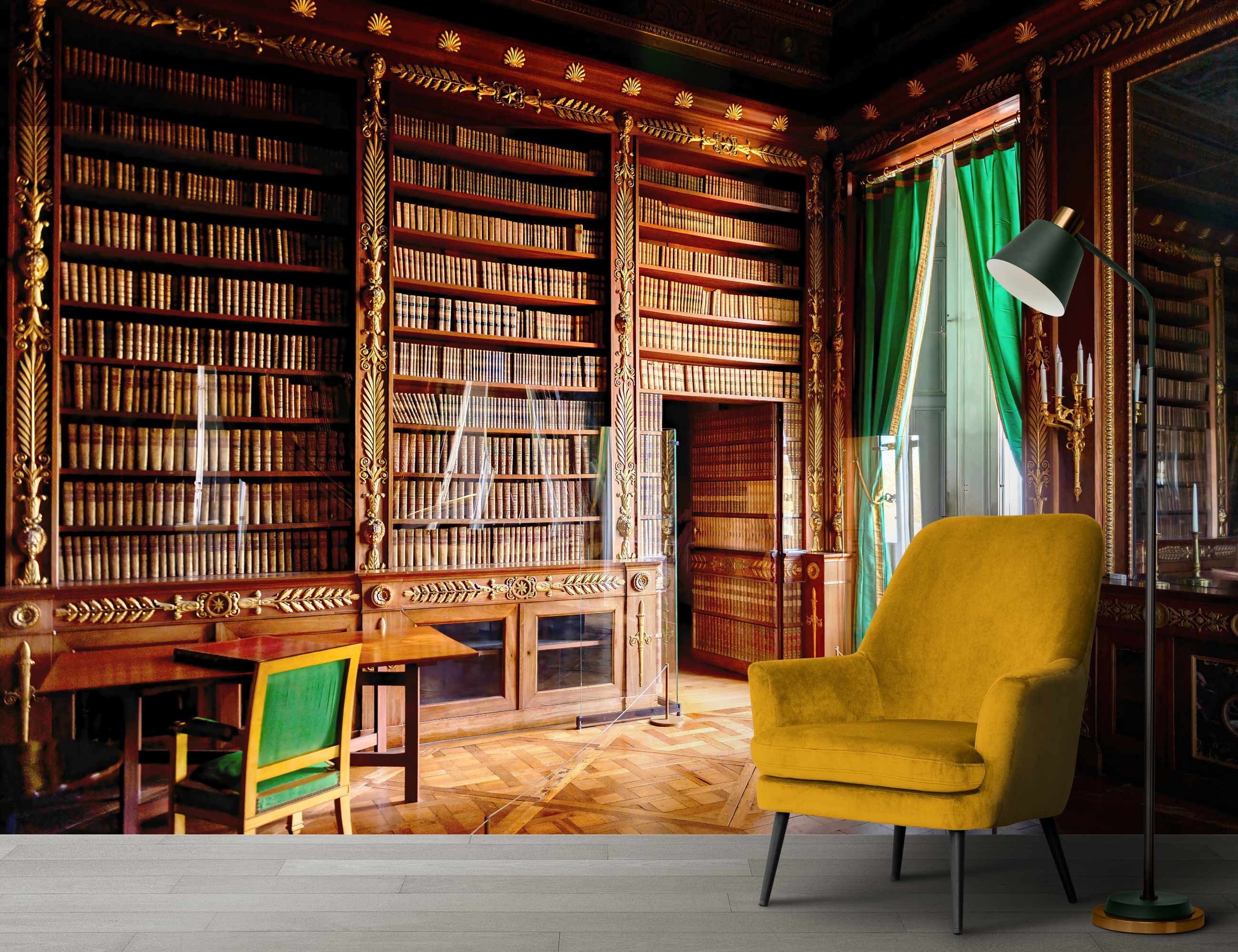 Vintage Library Removable Wallpaper Retro British Bookshelf - Etsy