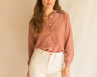 Dusty Rose Button up Shirt - Etsy