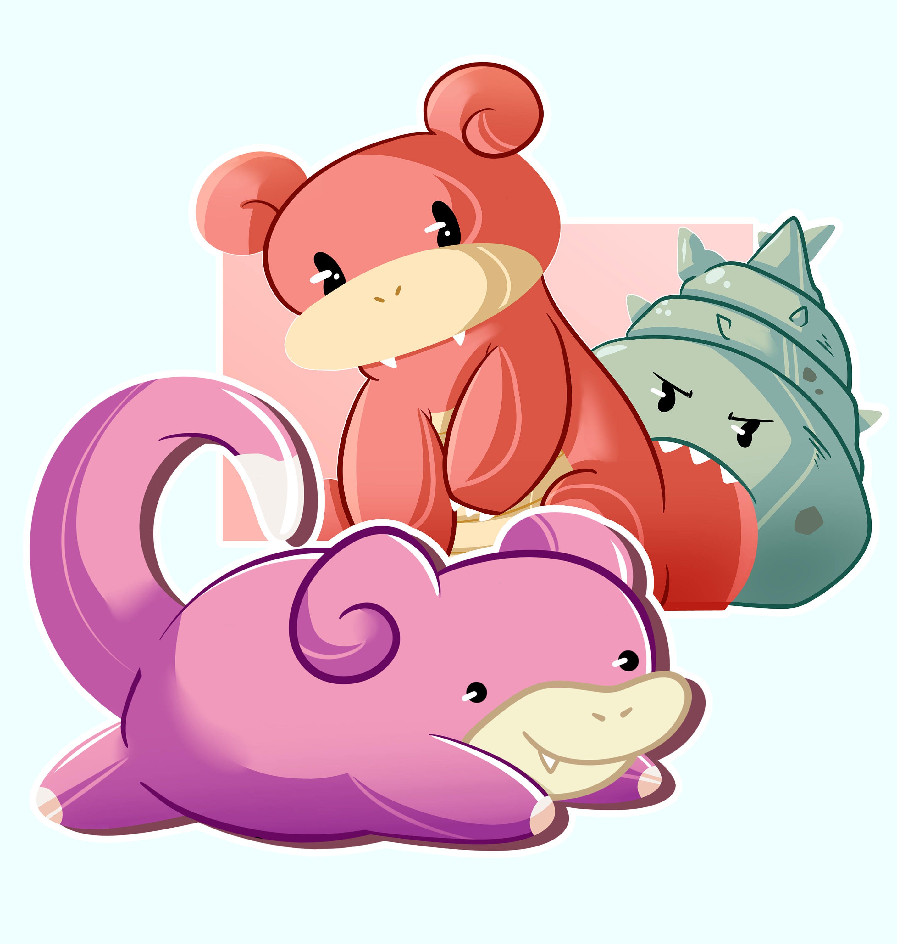079-080 Slowpoke/slowbro: Sticker/magnet - Etsy UK