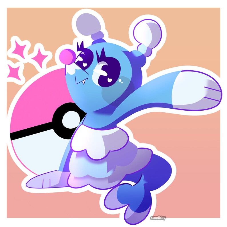 728-729 Popplio and Brionne: Sticker/magnet | Etsy