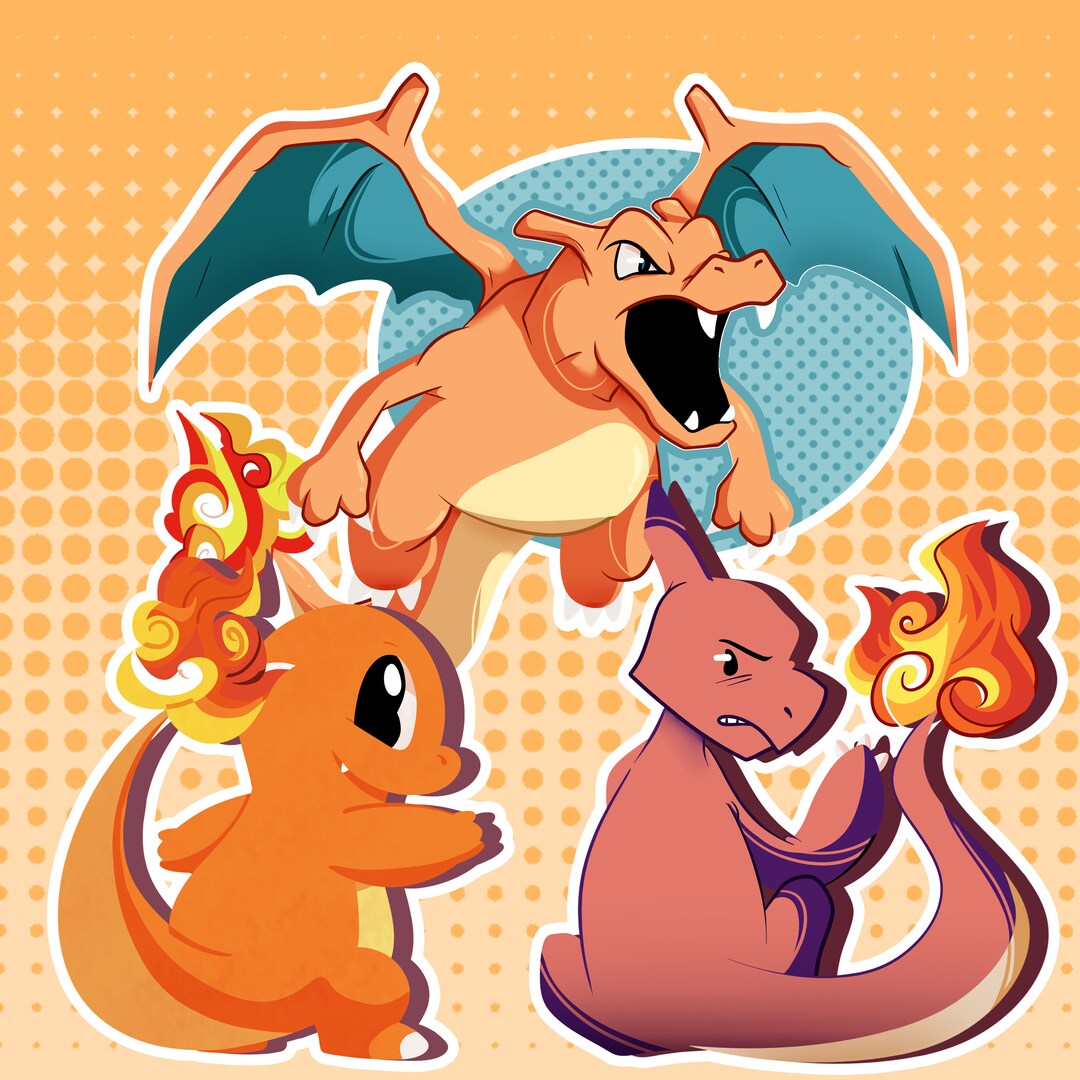 004-006 Charmander/charmeleon/charizard: Stickermagnet - Etsy