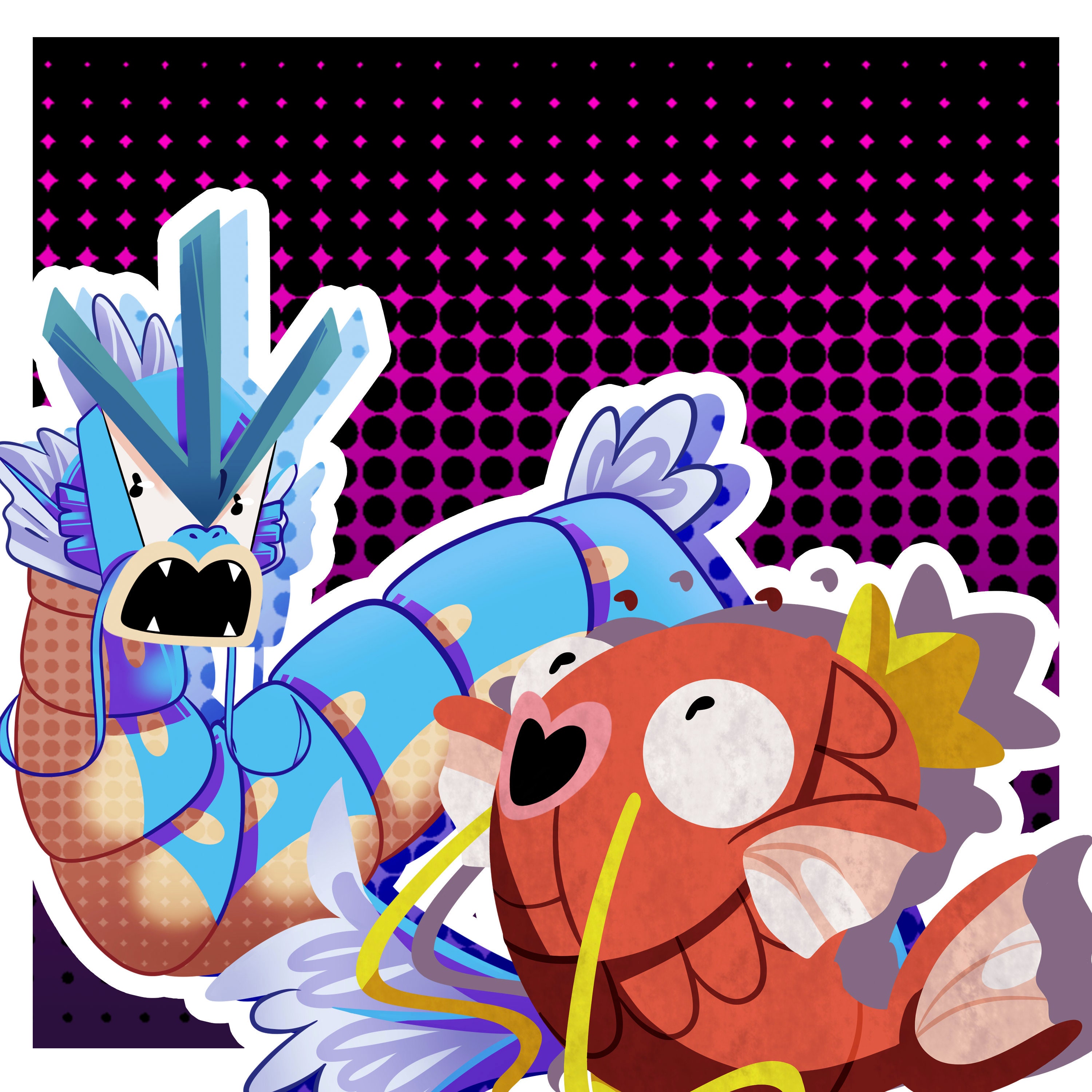 129-130 Magikarp/Gyarados: sticker/magnet | Etsy