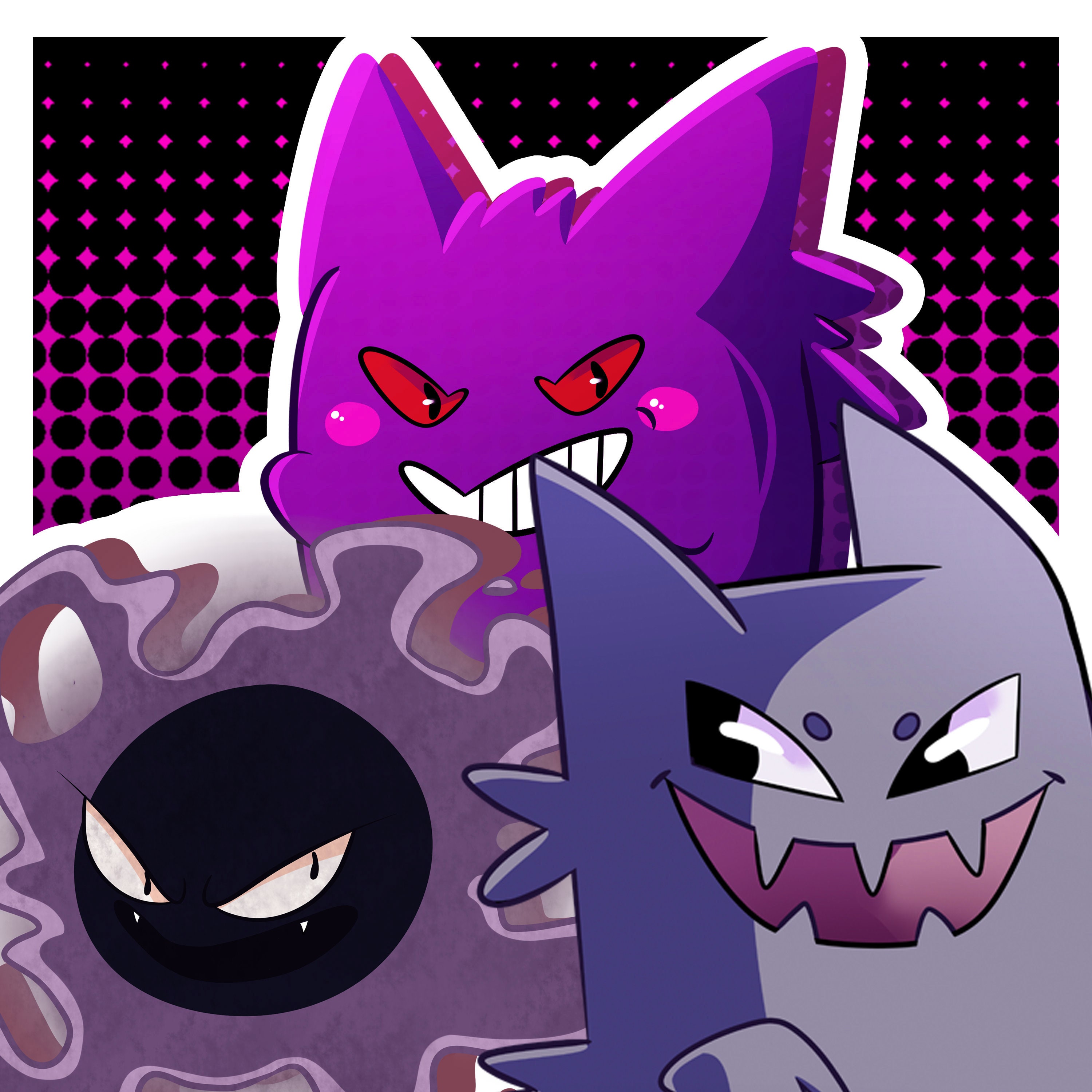 092-094 Gastly Haunter and Gengar: Sticker/magnet - Etsy