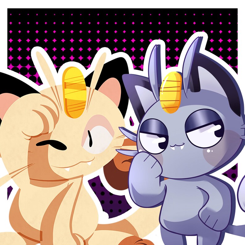 052-053 Meowth/alolan Meowth and Persian: Sticker/magnet - Etsy