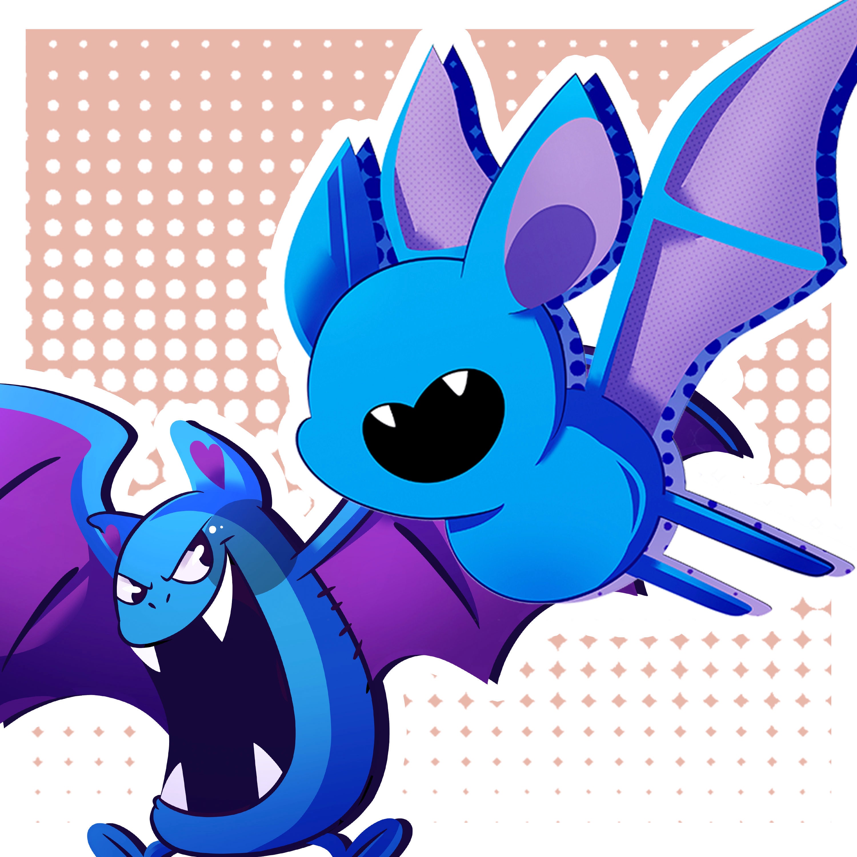 041-042 Zubat and Golbat: stickermagnet | Etsy