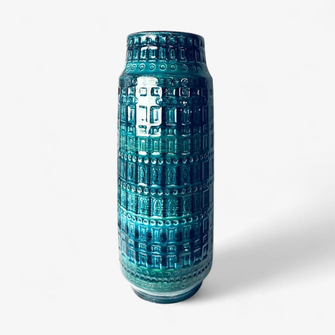 1970 Scheurich INKA Floor Vase Turquoise - Etsy
