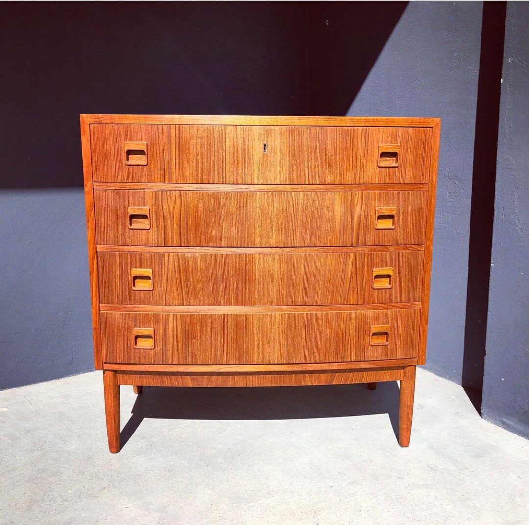 70s Danish Teak Chest of Drawers - Etsy