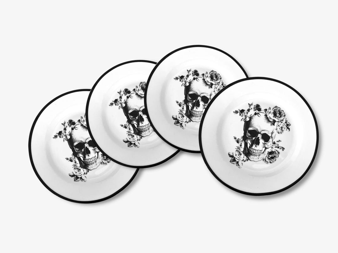 Vintage Set Wicked by CIROA Totenkopf Teller Made in Australia - Etsy