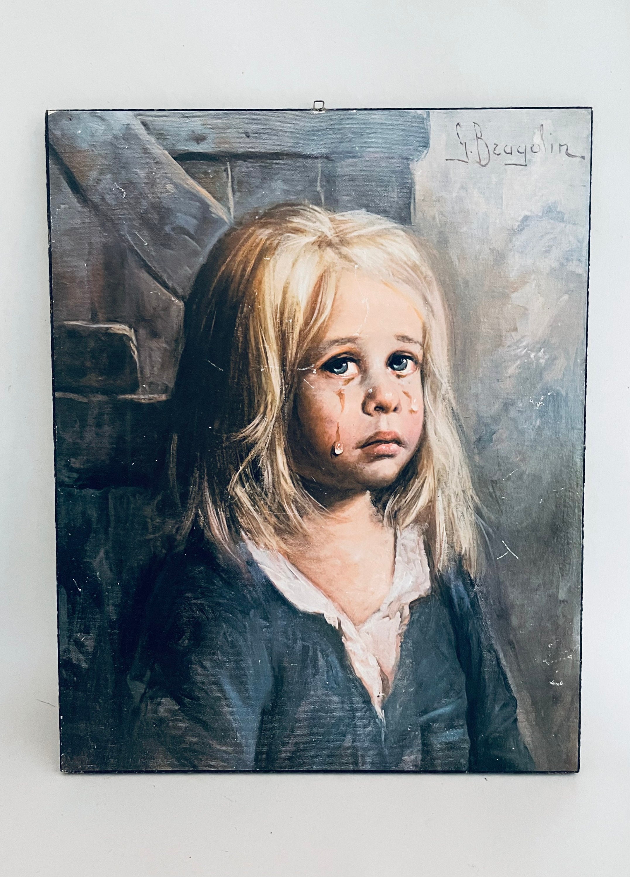 1x 70s Vintage Bild Weinendes Kind By Giovanni Bragolin, 57% OFF