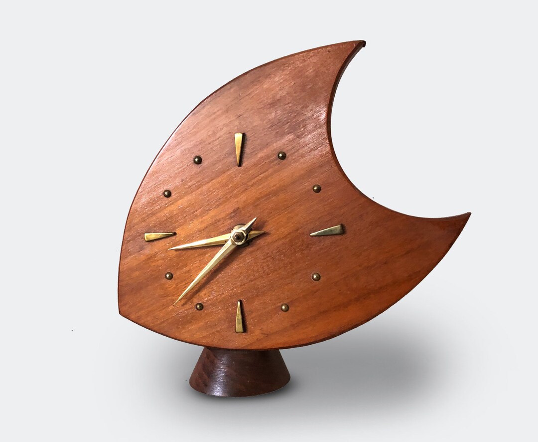 Mid Century Teak Table Clock - Etsy