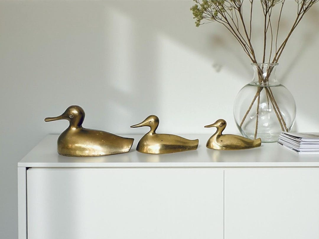 Set of 3 Mid Century Brass Ducks - Etsy