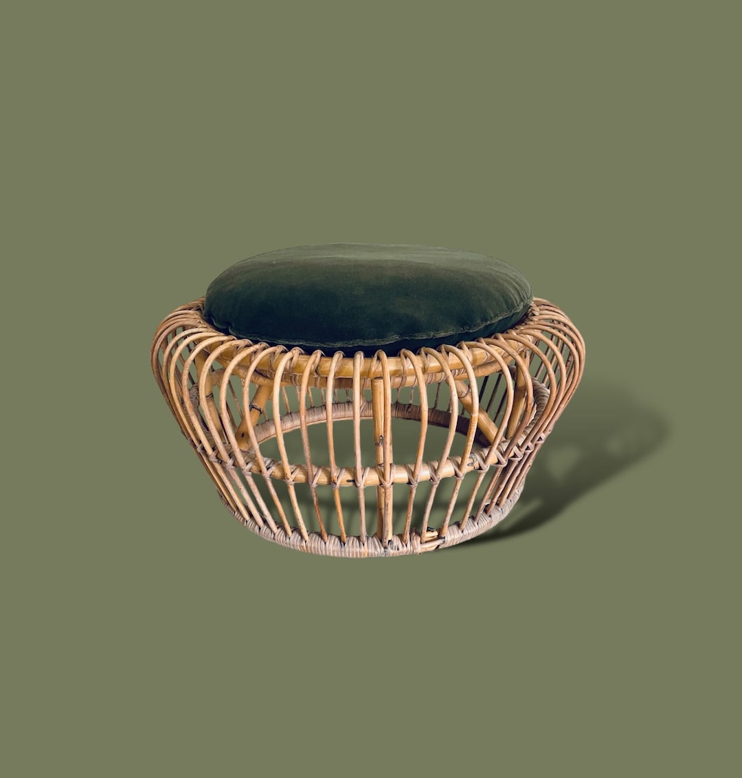 Large Mid Century Bamboo Stool 1960s - Etsy