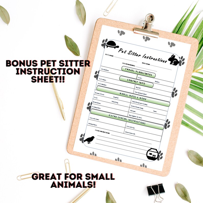 Dog Sitter Instruction Sheet | Bonus Pet Sitter Printable! | 3 Color ...