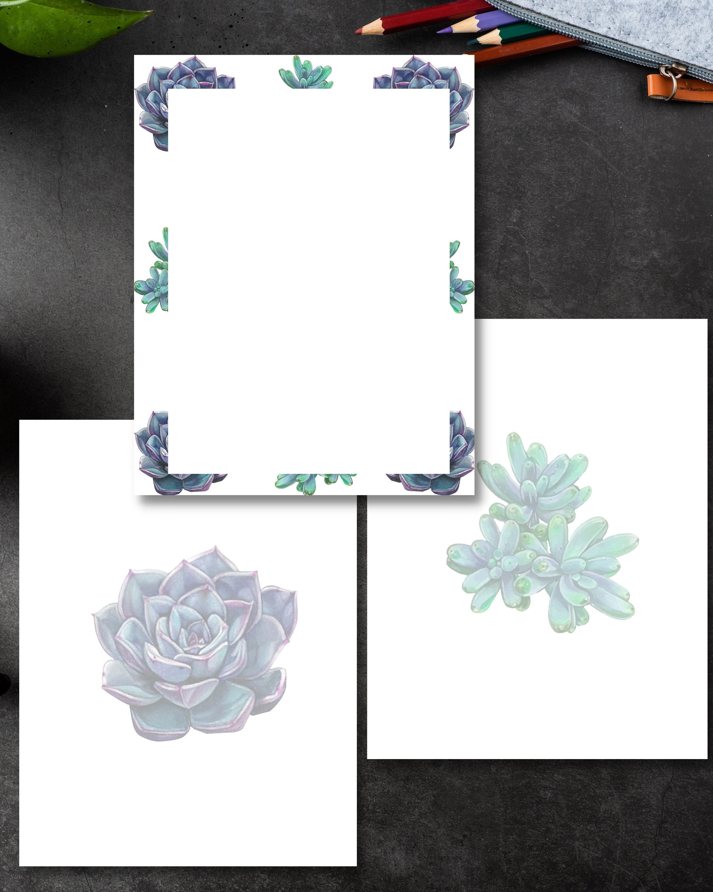 Printable Stationary Set | Set of 5 | Succulents | Writing Set | Plant ...