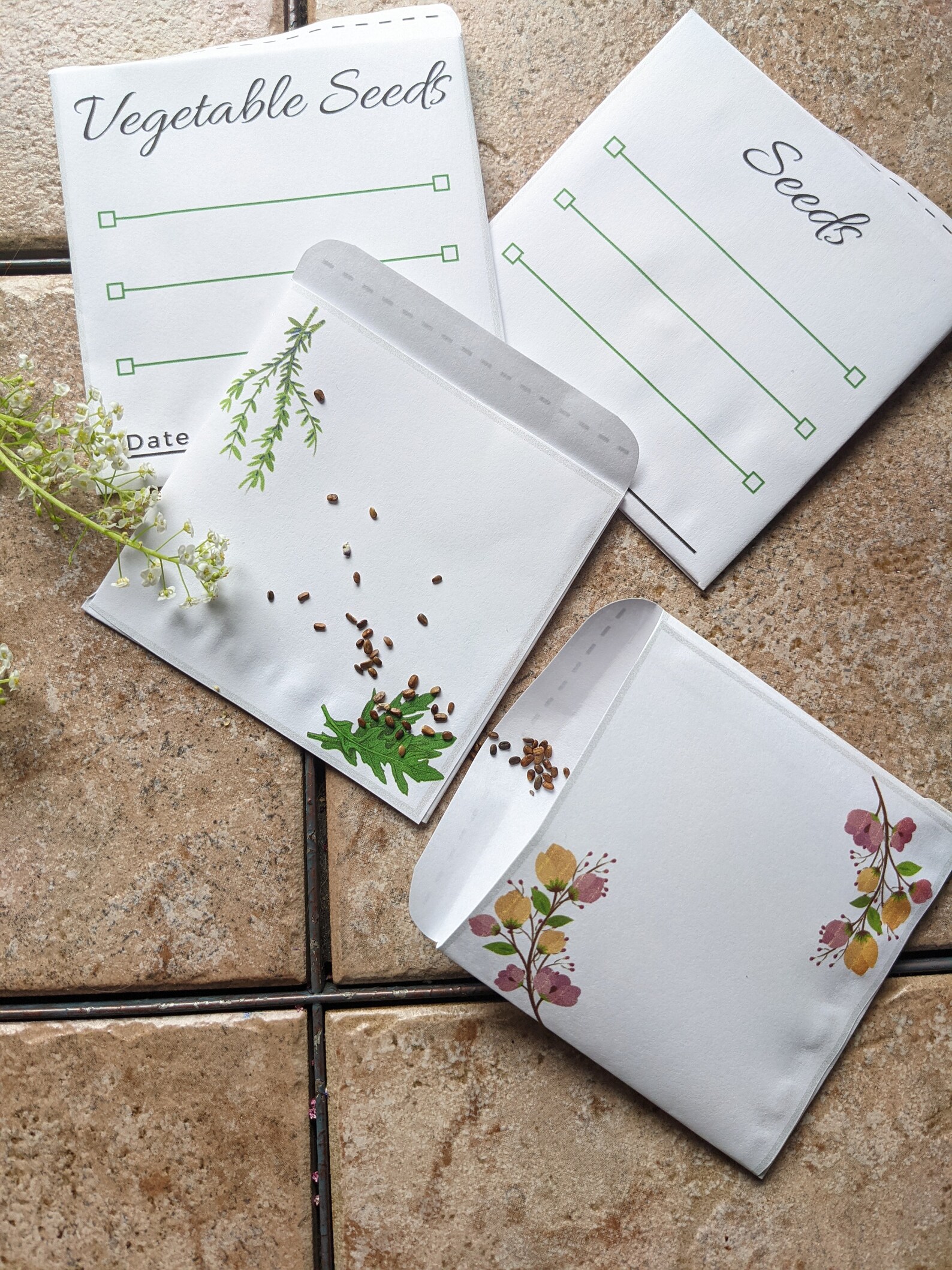 Garden Seed Saving Envelope | 5 Printable Designs | Instant Digital ...