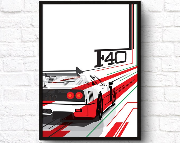 F40 Art Print Printable Poster Racing Car Art Home Decor - Etsy