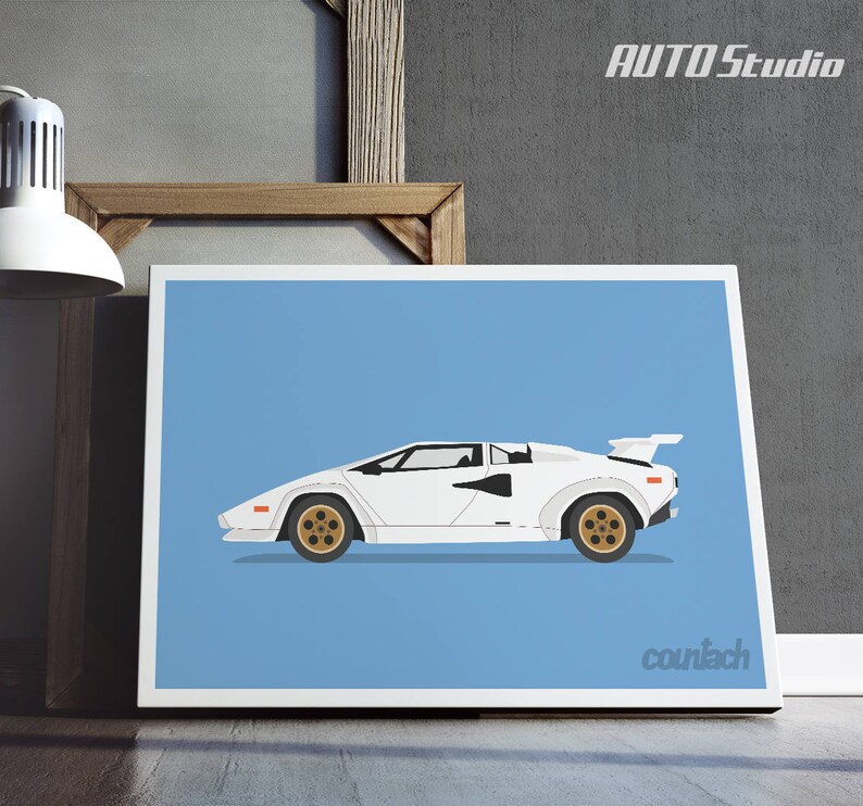 Countach Art Print, Poster Printable Racing Car Art Home Decor 16x20 A3 ...