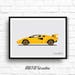 Yellow Countach Car Art Print, Poster Printable Racing Art Home Decor ...