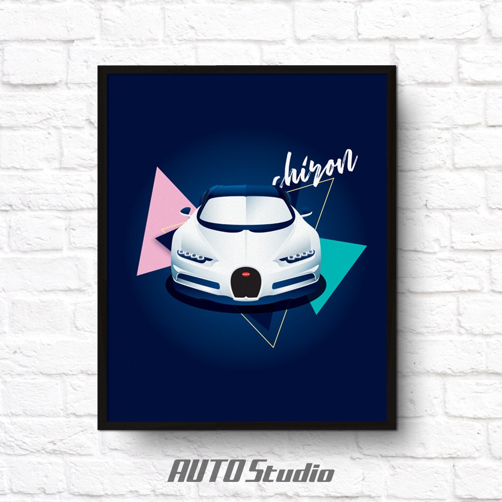 Bugatti Chiron Art Print, Printable Poster, Racing Art Home Decor 16x20 ...