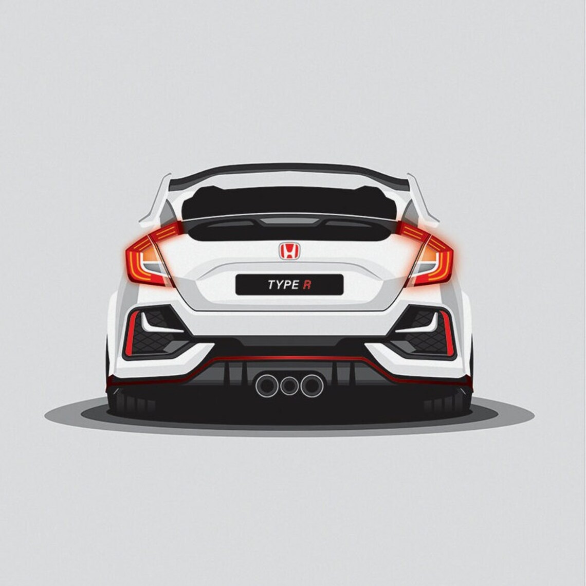 Honda Civic Type R FK8 White JDM Art Print Vertical Printable Poster ...