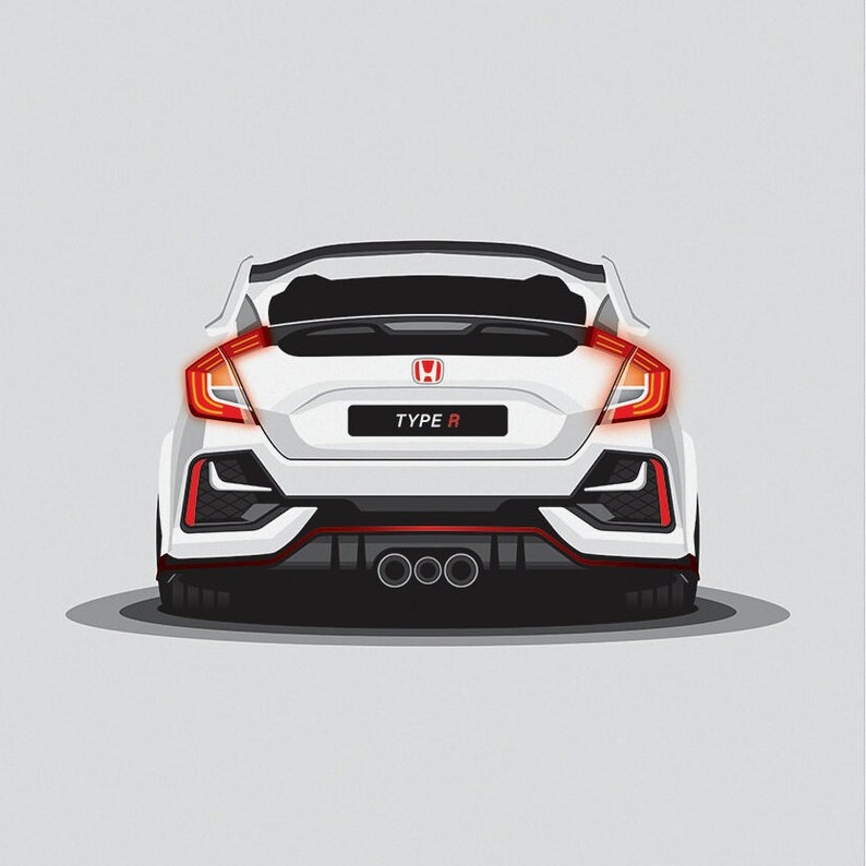 Honda Civic Type R FK8 White JDM Art Print Vertical Printable Poster ...