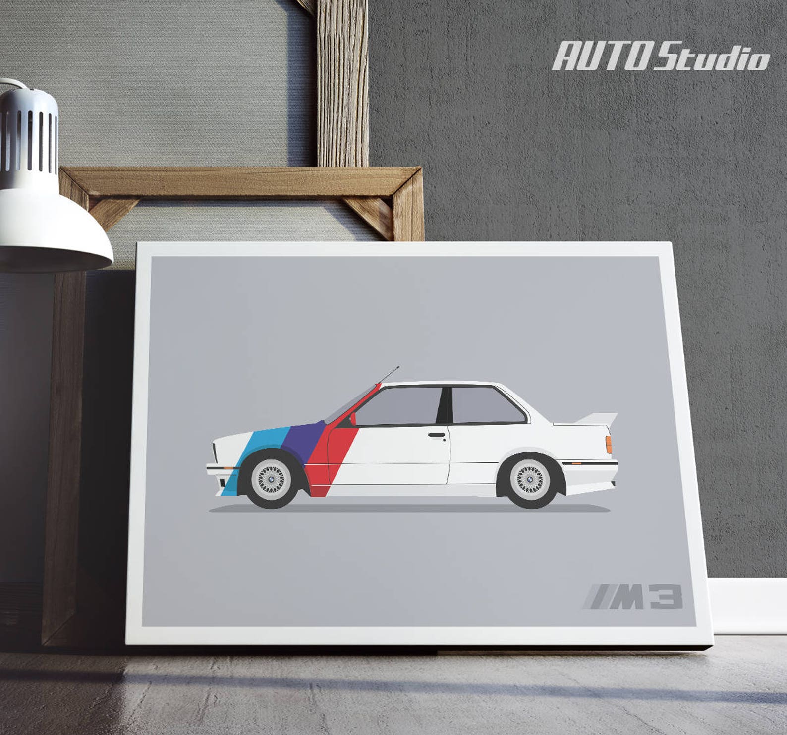 M3 E30 1988 Stripe Art Print, Poster Printable Racing Car Art Home ...