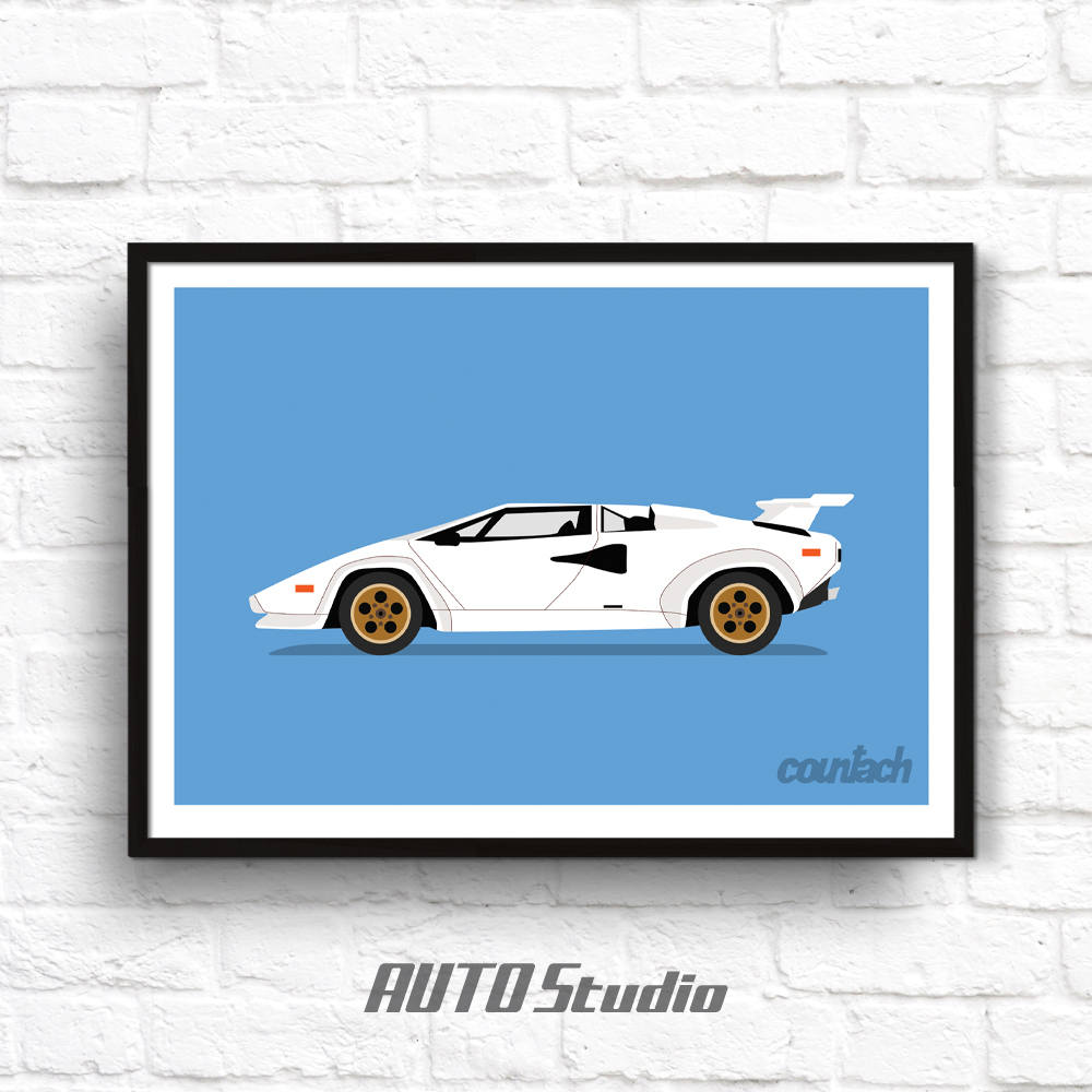 Countach Art Print, Poster Printable Racing Car Art Home Decor 16x20 A3 ...
