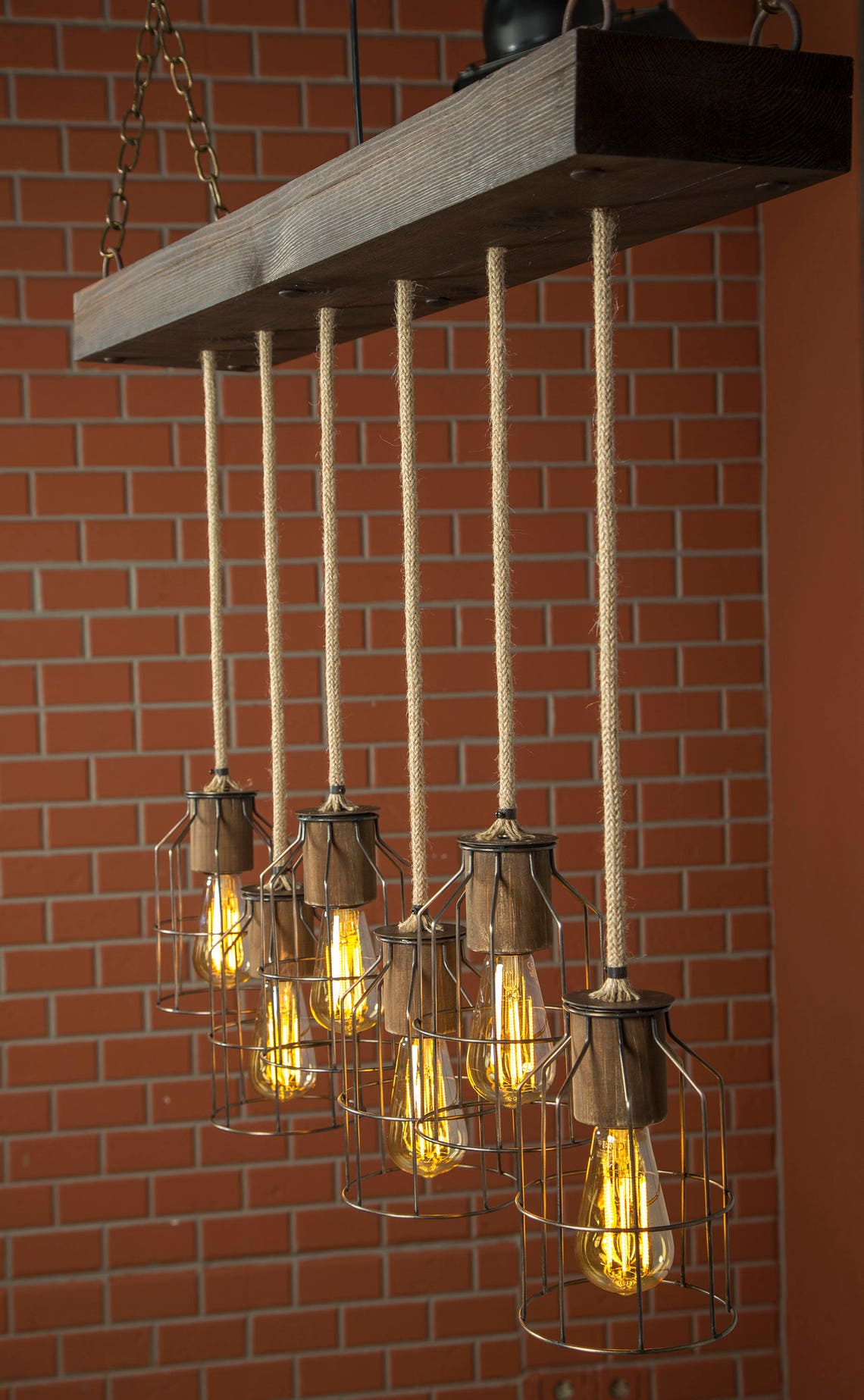 Cage Lighting, Wood Lİght, Farmhouse Light, Pendant Lighting, Rustic ...