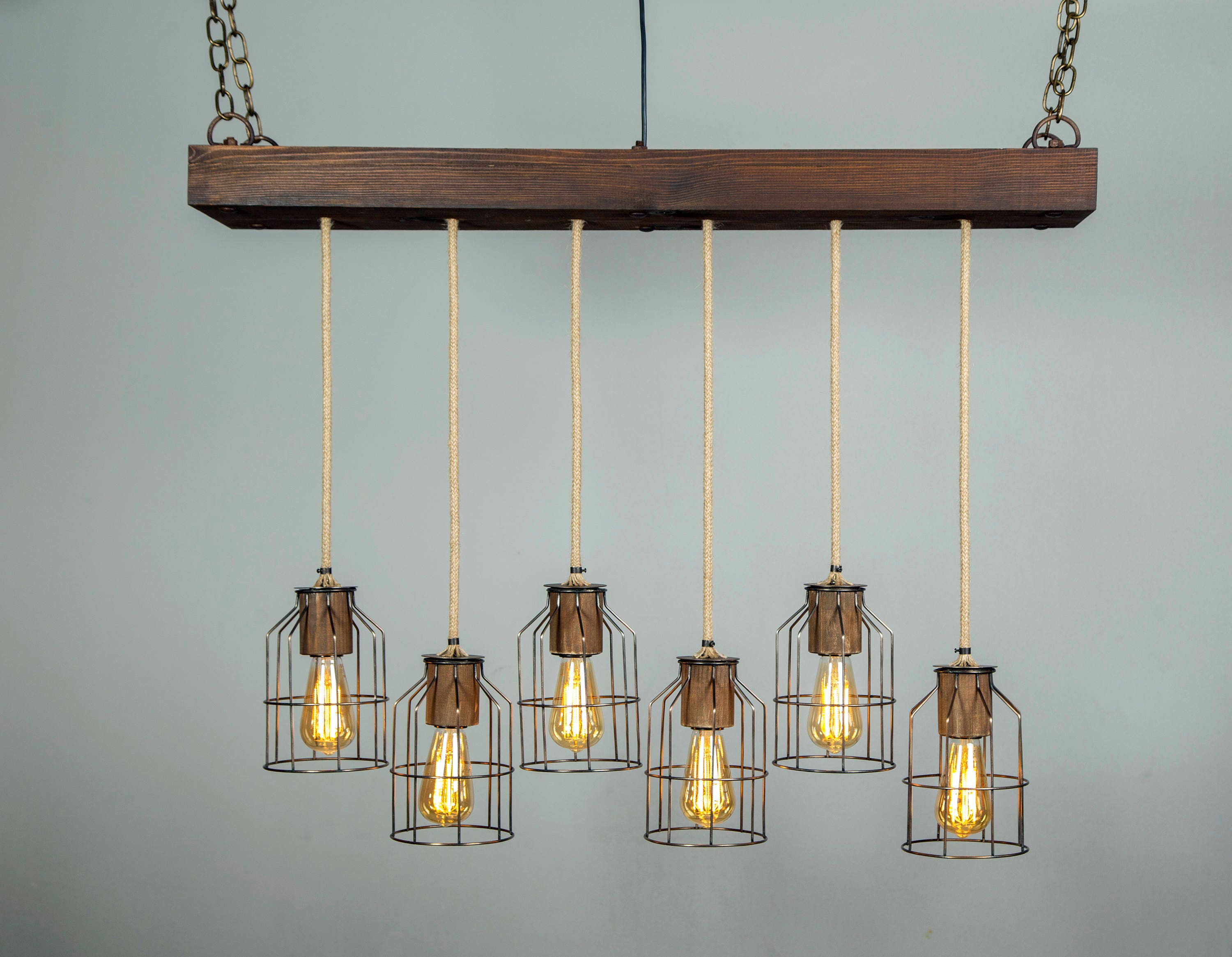 Cage Lighting, Wood Lİght, Farmhouse Light, Pendant Lighting, Rustic ...