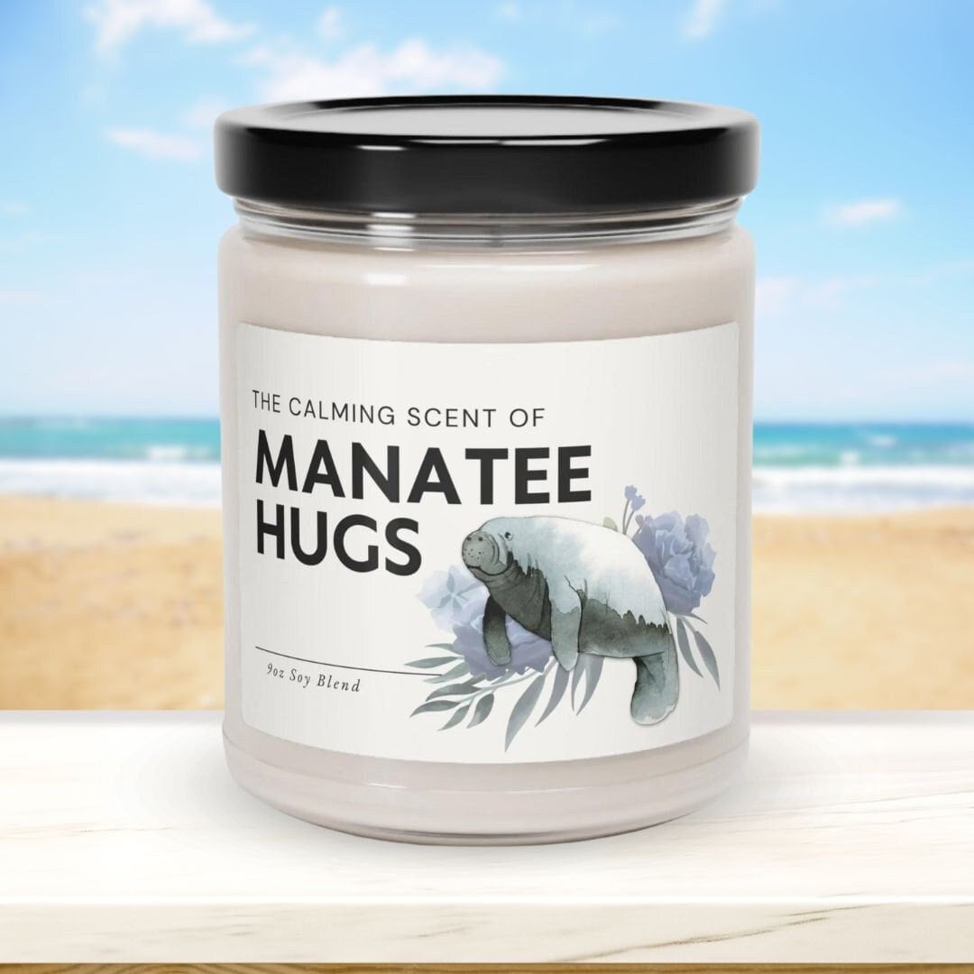 Calming Scent of Manatee Hugs Candle, Manatee Gift, Marine Biology Gift ...