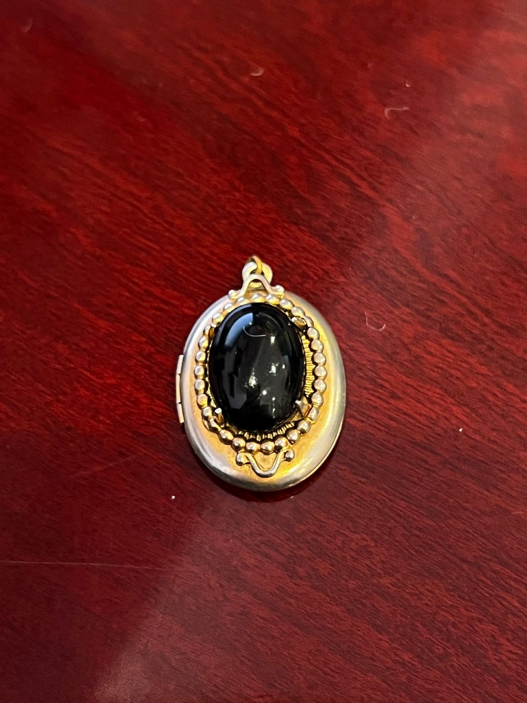 Oval Dark Stone Locket - Etsy