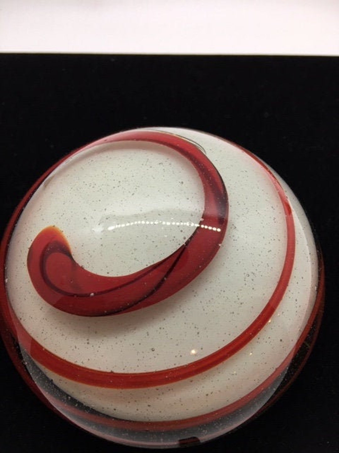 White and Red Swirl Glass Paperweight - Etsy