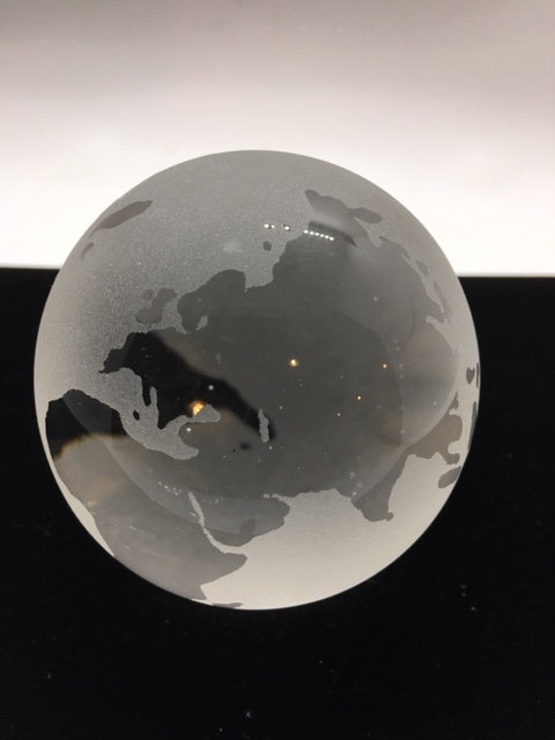 Frosted and Clear Glass "world" Paperweight - Etsy