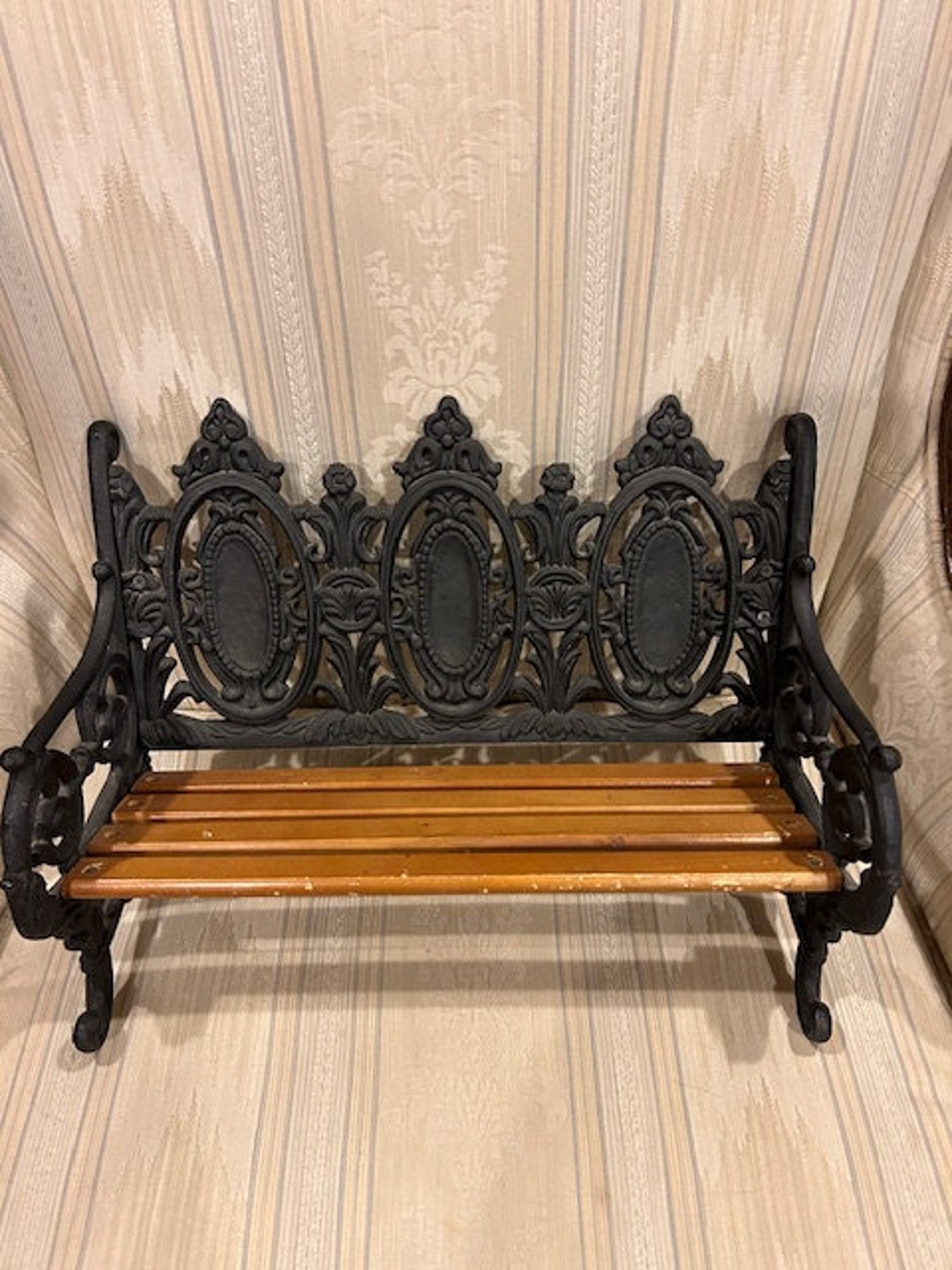 Vintage Miniature Cast Iron Doll Bench - Etsy