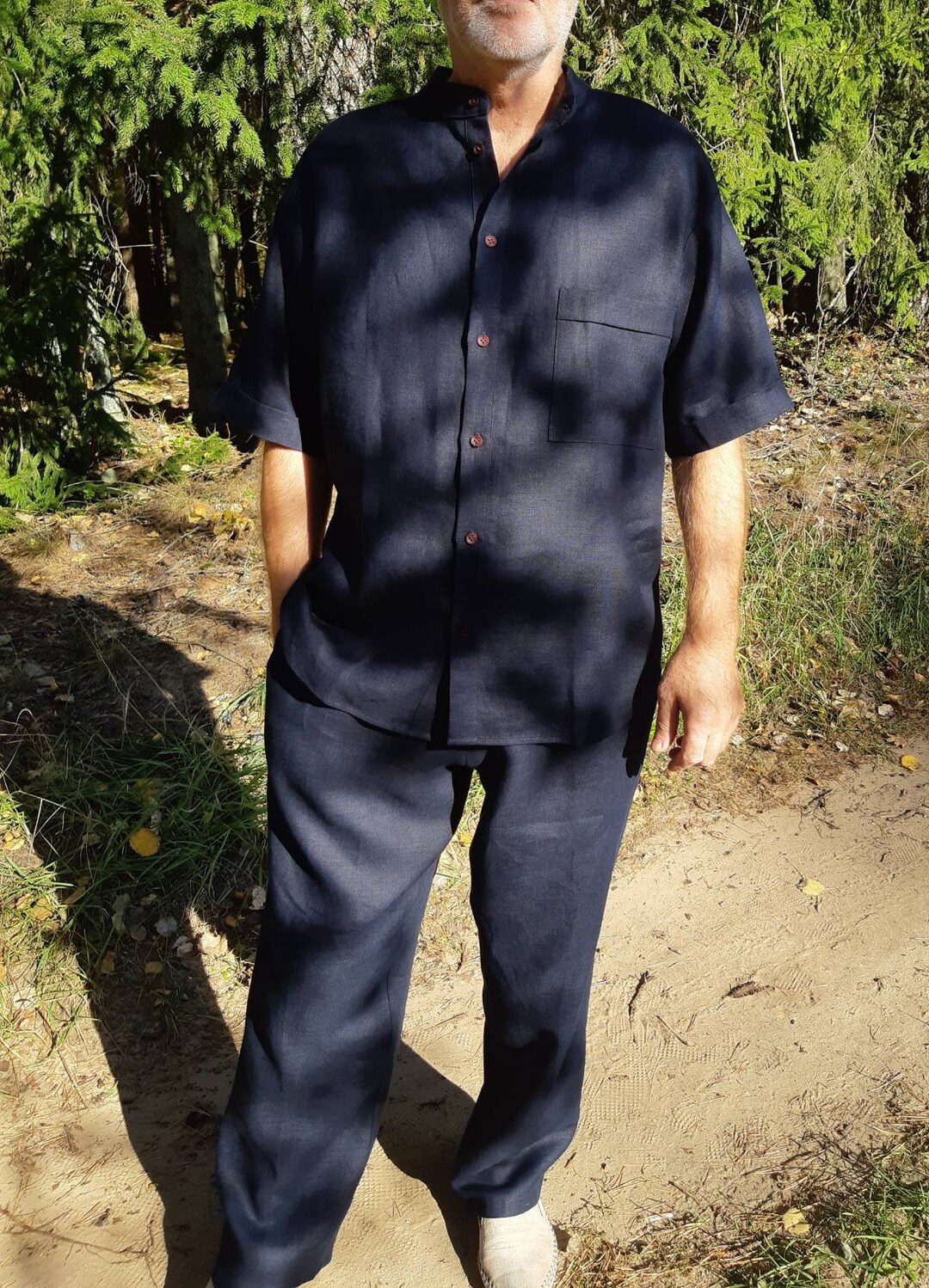 Mens Linen Suit: Short Sleeve Shirt and Trousers - Summer Set - Etsy