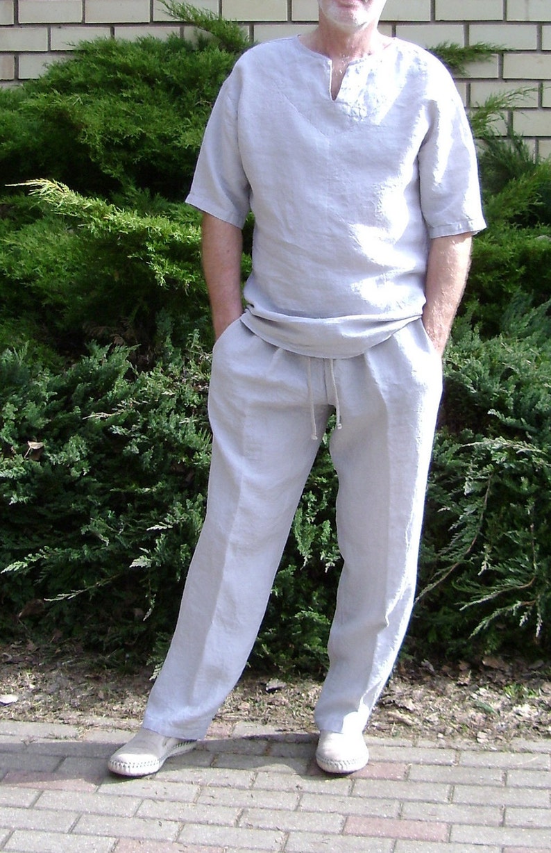 Mens Linen Summer Set Long Trousers and Slim Fit - Etsy