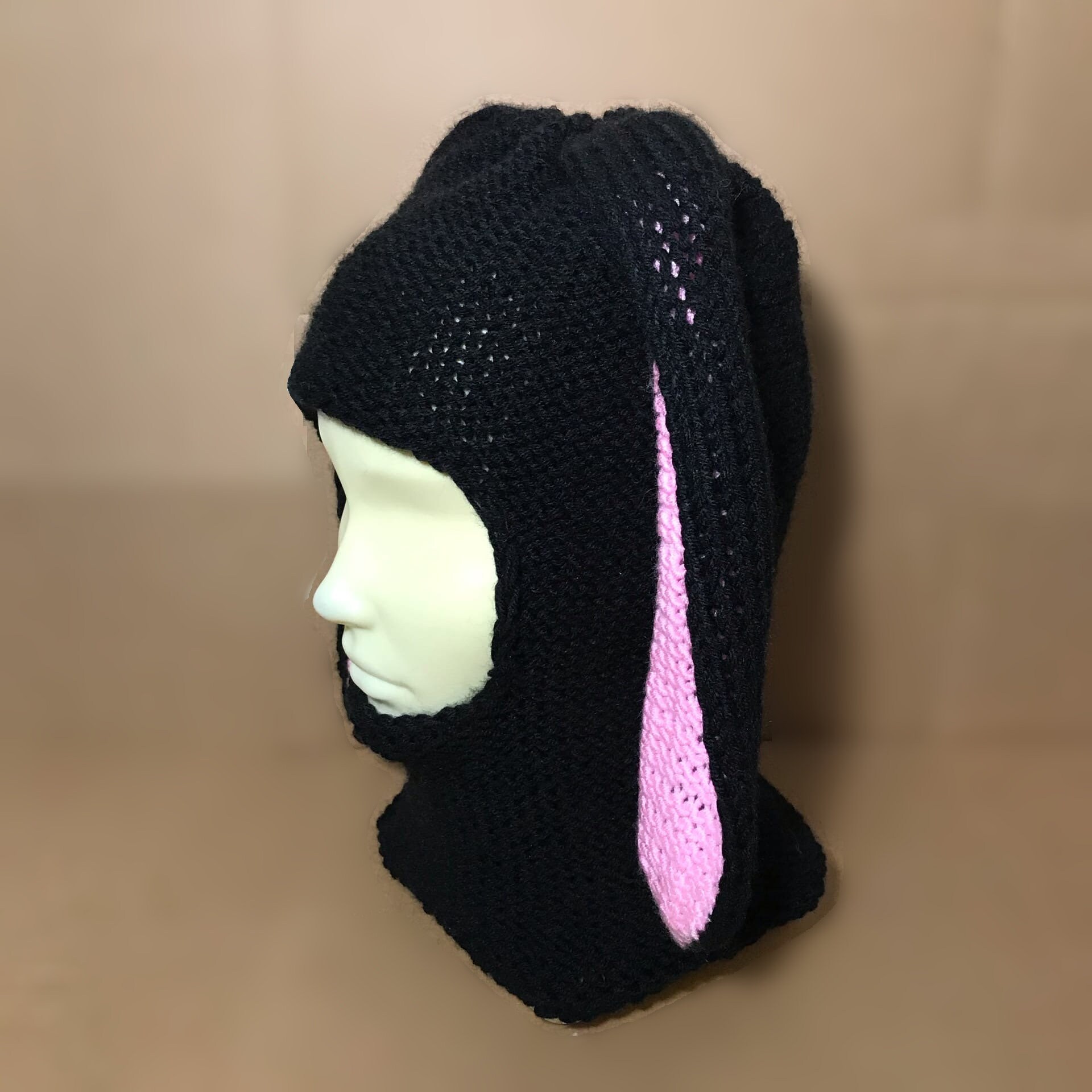 Emo bunny hat Knit bunny hood Rabbit ear hat adult teen | Etsy