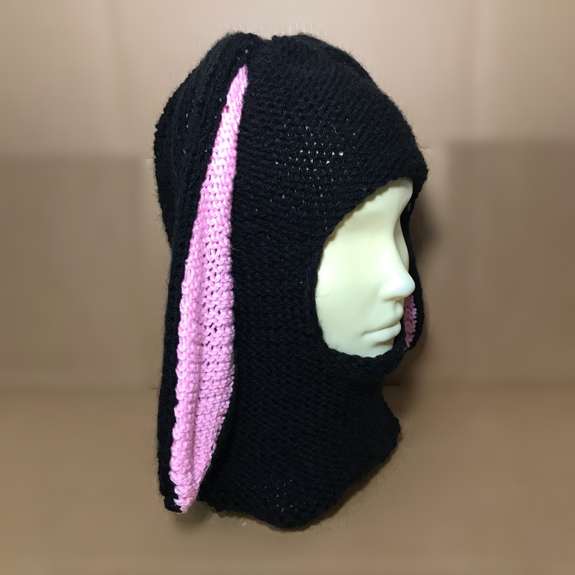 Emo bunny hat Knit bunny hood Rabbit ear hat adult teen | Etsy