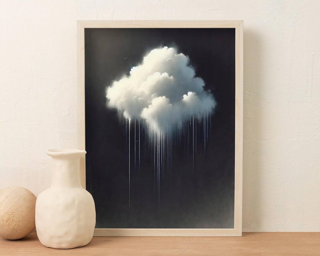 Minimalist Cloud Art Print on Canvas | Dreamy Wall Art for Modern Home ...