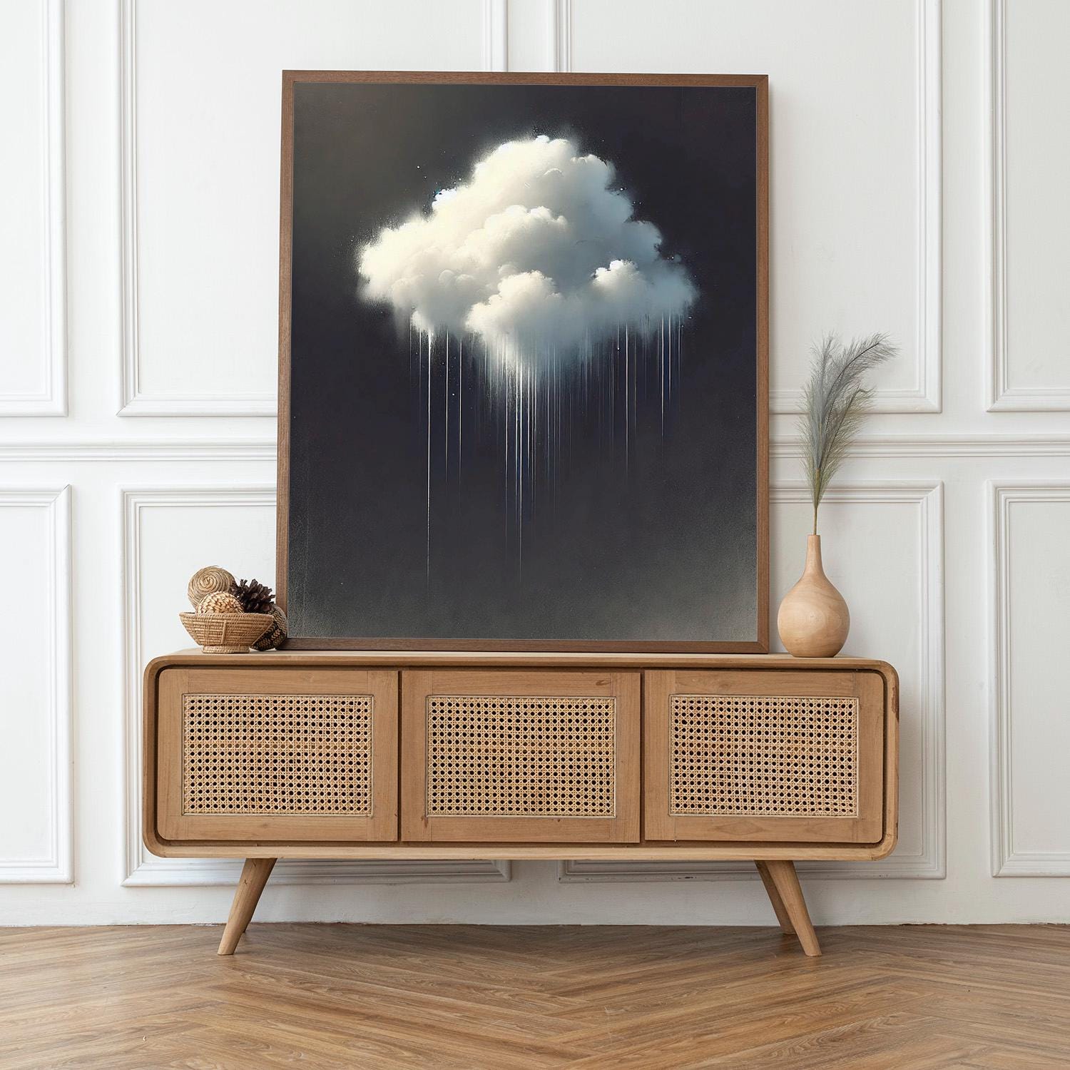 Minimalist Cloud Art Print on Canvas | Dreamy Wall Art for Modern Home ...