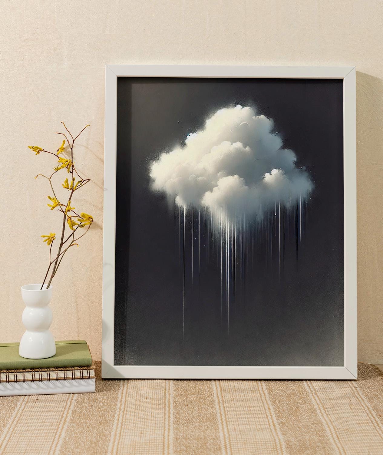 Minimalist Cloud Art Print on Canvas | Dreamy Wall Art for Modern Home ...