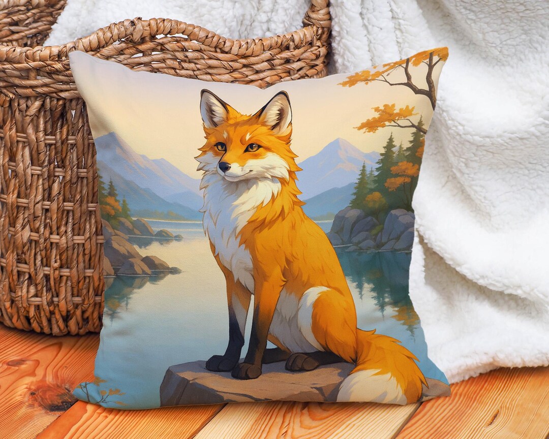 Red Fox Throw Pillow Case Autumn Forest Cushion Cover, Wild Woodland ...