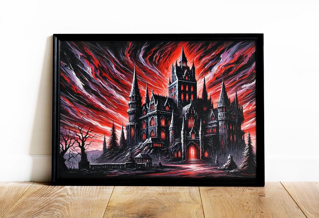 Gothic Castle Art Print on Canvas | Dark Fantasy Wall Art for Horror ...