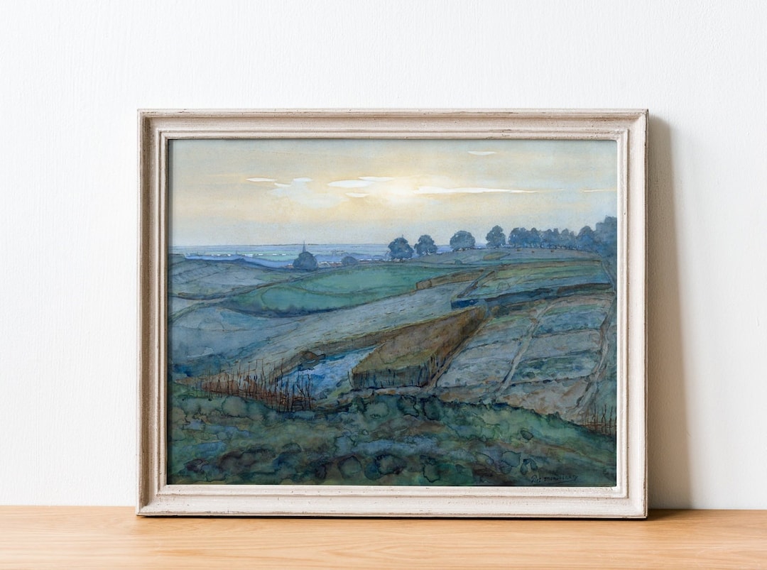 Piet Mondrian Landscape Near Arnhem Art Print, Watercolor Painting ...