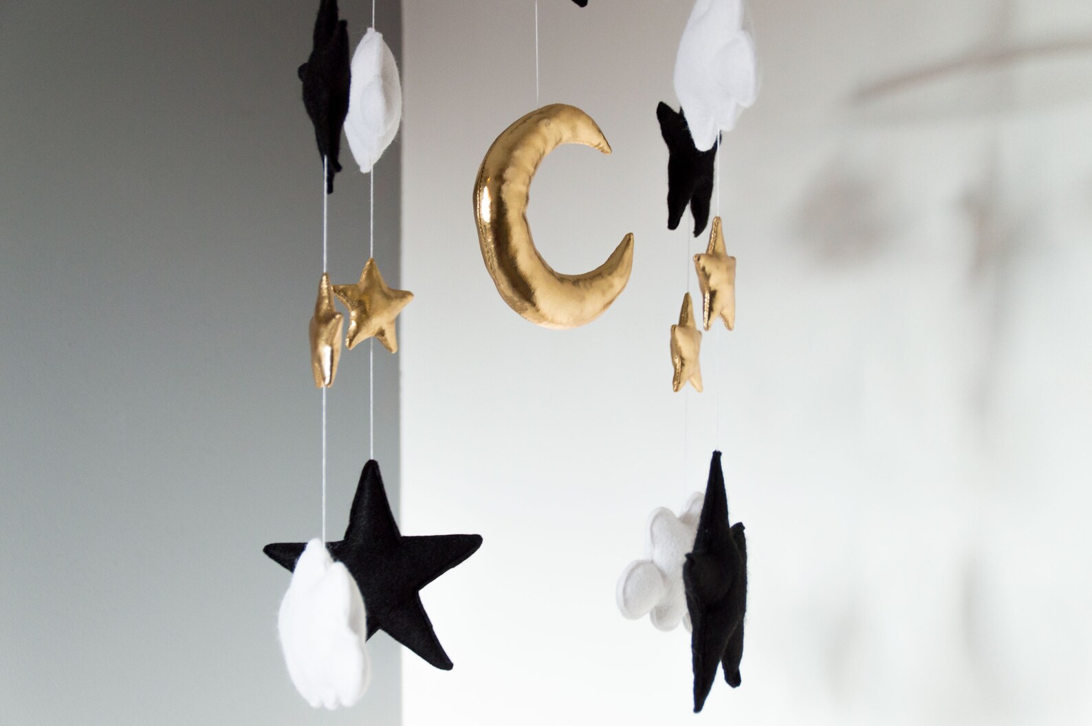 Cot Mobile Black and White Mobile Cot Decoration Clouds Stars | Etsy UK